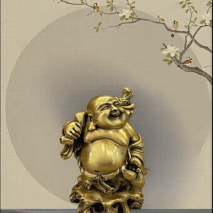Laughing Buddha Statue - Solid Brass Maitreya Buddha for Good Luck ...