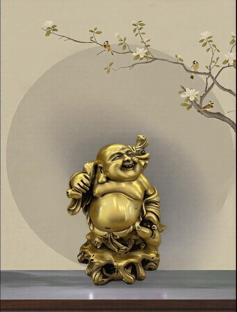 Laughing Buddha Statue - Solid Brass Maitreya Buddha for Good Luck ...