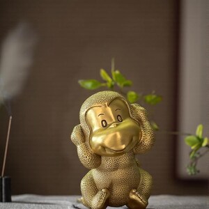 Handmade Brass Wise Monkey Sculpture Statue, Buddhist Art, Vintage Home ...