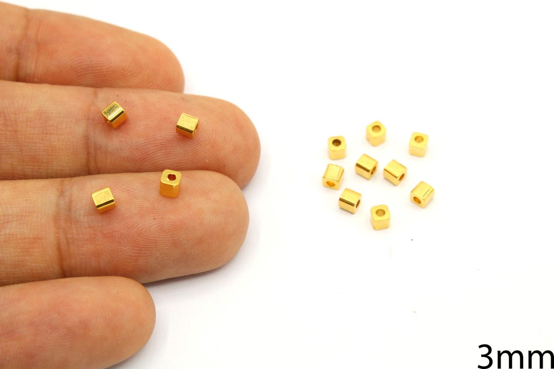 8 Pcs Gold Plated Mini Cube Beads, 3mm Square Spacer Beads - Etsy