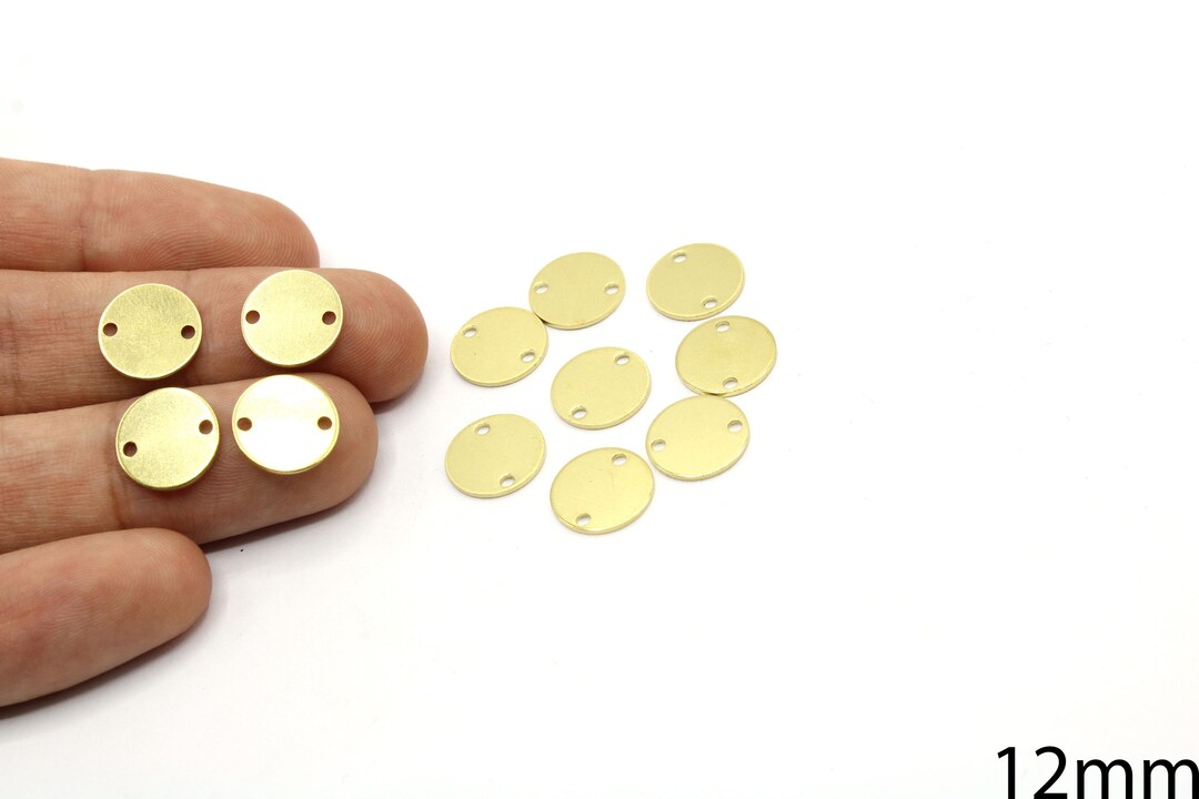 6 Pcs Brass Round Disc Connector: Geometric Jewelry Findings (12mm) - Etsy