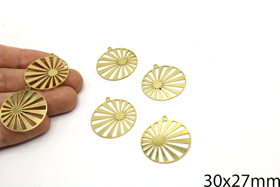 30mm Brass Sun Medallion Charm, Sun Ray Disc Earring Pendant - Etsy