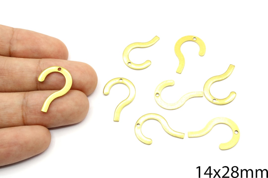6 Pcs Brass Bold Question Mark Charm, Question Symbol Charm, Mystery ...