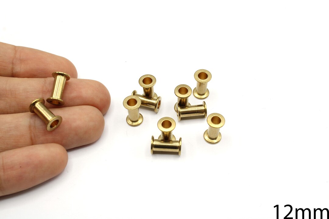 6 Pcs Brass Flared Spacer Bead, Tube Brass Bead, Wide Hole Brass Bead ...