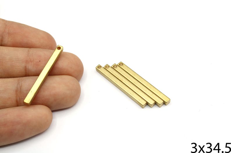 2 Pcs Brass Rectangle Pendant, Square Stick Bar Charms for Earrings ...