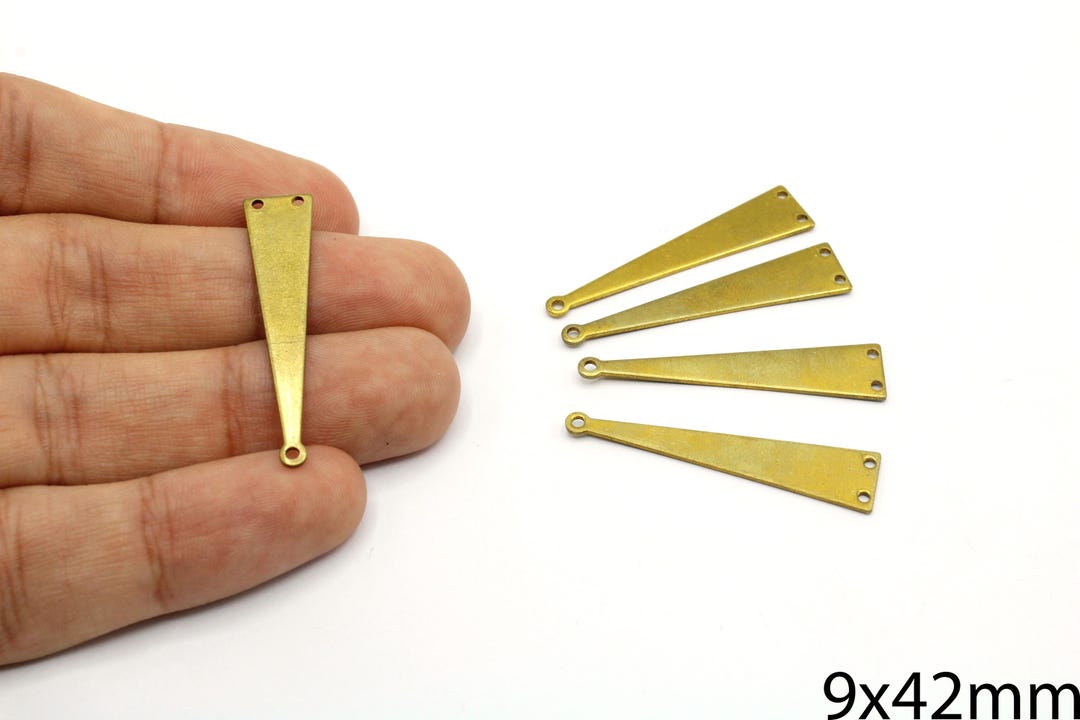 Brass Long Triangle Charm Connector, Multi Hole Spike Pendant (42x9mm ...