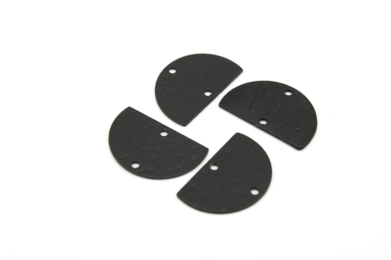 Black Plated Hammered Half Disc, Half Circle Connector (14x22mm) - Etsy