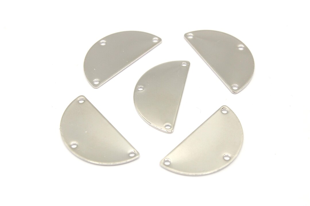 Silver Plated Multi Hole Half Disc, Semicircle Charm Connector (30mm ...