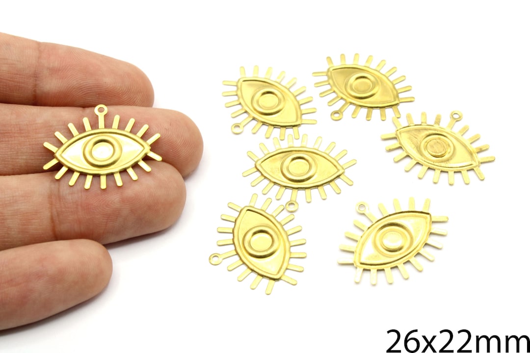 6 Pcs Brass Evil Eye Charm, Sacred Eye Charm, All Seeing Eye, Eye of ...