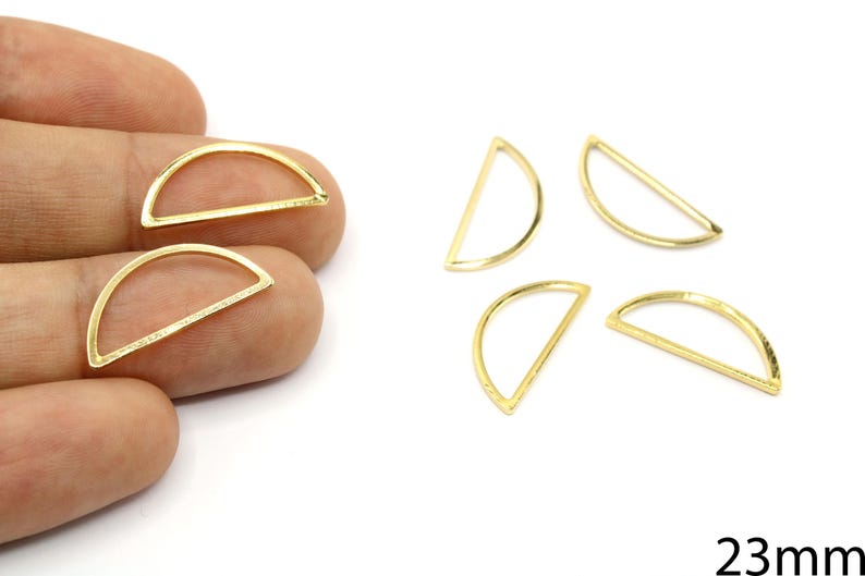 4 Pcs Gold Plated Half Circle Charms, Semicircle Pendant (23x10mm) - Etsy