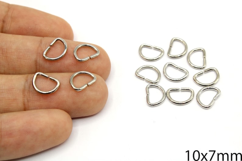 8 Pcs Silver Plated Tiny D Shape Closed Ring, Jewelry Connector (10mm ...