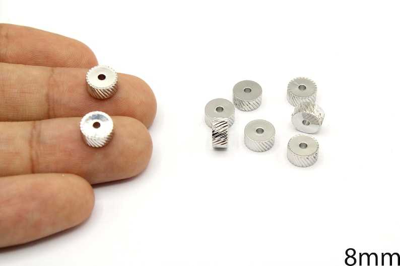 2 Pcs Silver Plated Mini Round Spacer Beads, Wheel Shape Beads - Etsy UK