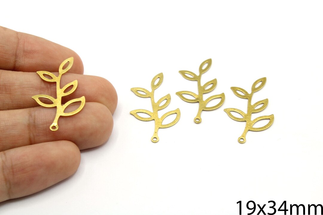 7 Pcs Brass Olive Branch Charm, Cutout Olive Leaves, Peace Symbol Charm ...