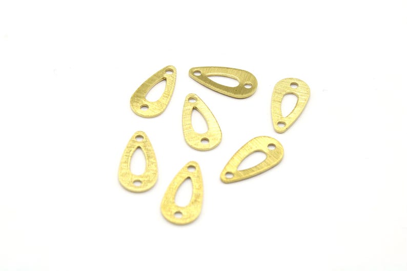 10 Pcs Brass Mini Oval Connectors, Textured Teardrop Charms (8x15mm ...