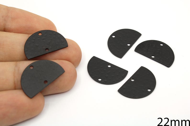 Black Plated Hammered Half Disc, Half Circle Connector (14x22mm) - Etsy
