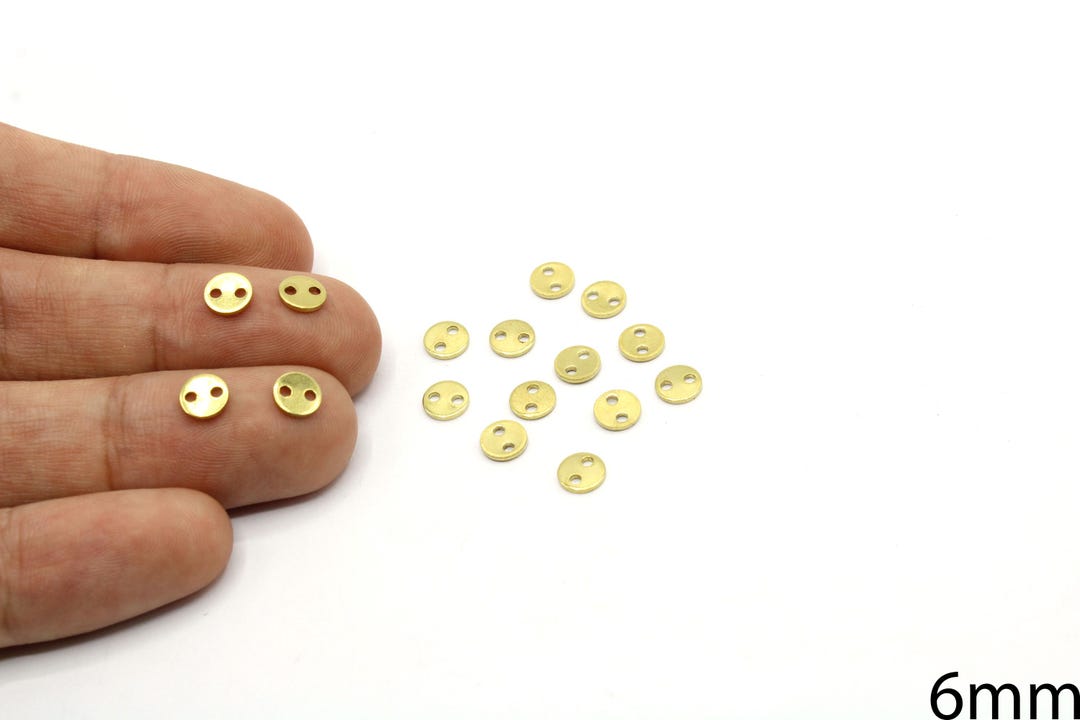 50 Pcs Brass Mini Round Disc Connector: Geometric Jewelry Findings (6mm ...
