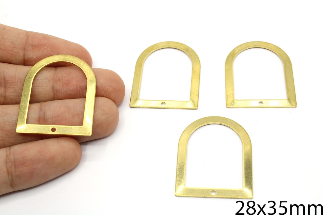 Brass Arched Rectangle Frame Charm, Oval D Shape Pendant (35mm) - Etsy