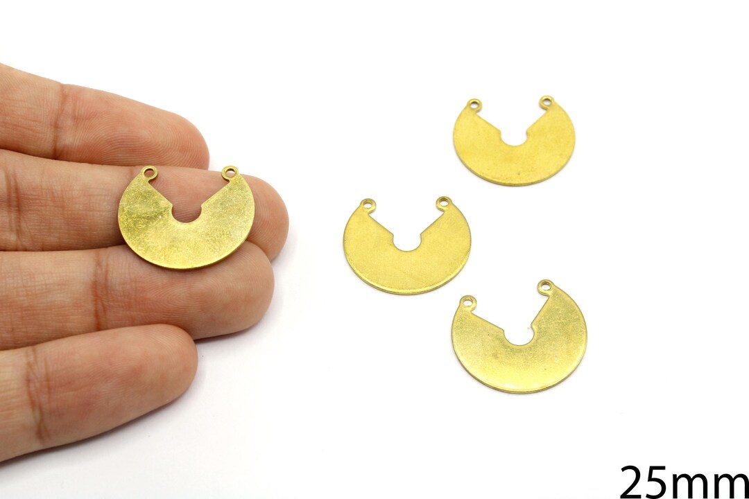 Brass Semi Circle Charm, Round Cutout Connector, Half Circle Drop ...