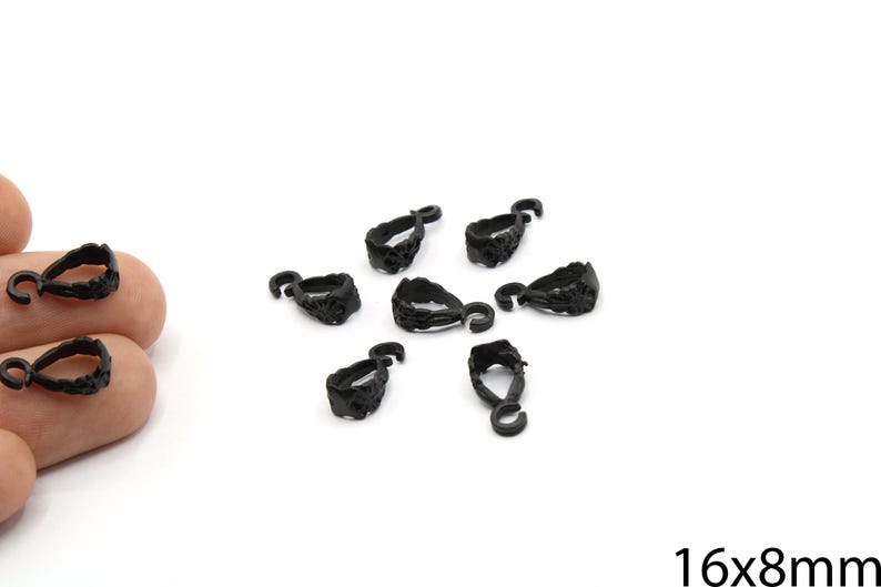 2 Pcs 16mm Black Plated Pendant Bail, Pinch Connector Findings - Etsy