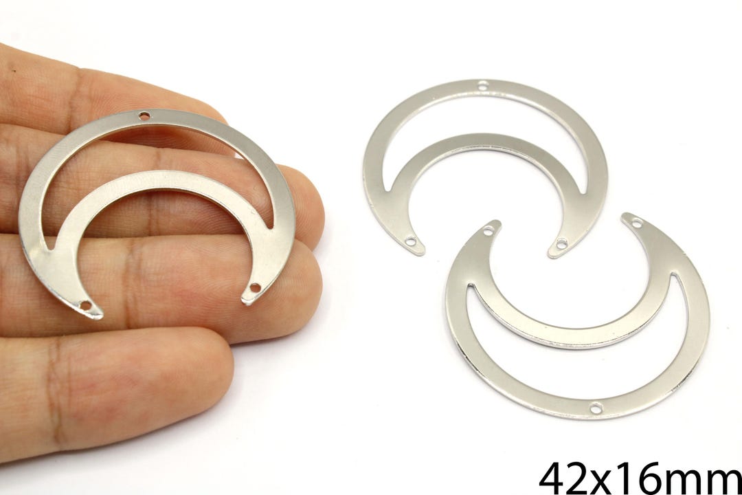 Silver Plated Multi Hole Crescent Moon Pendant Connector (42x16mm) - Etsy