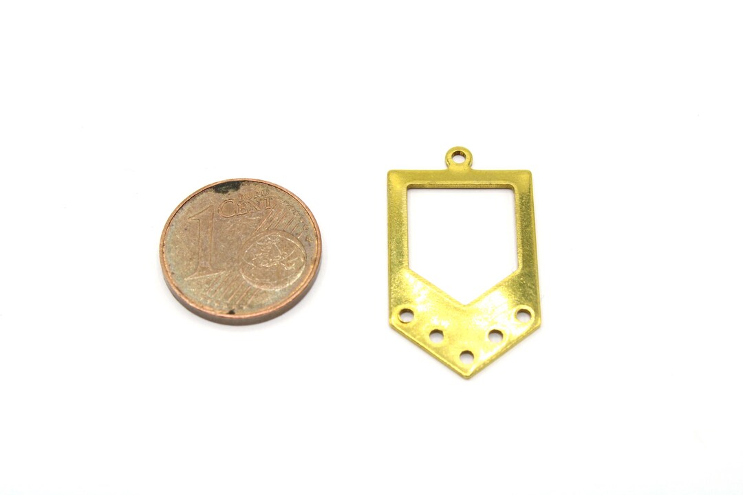 Chevron Frame Brass Charm, Army Badge Pendant, Shield Shape Charm, Open ...
