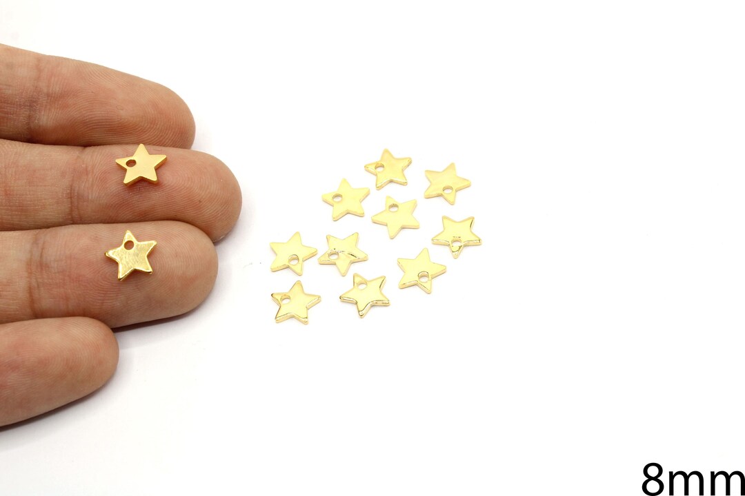 6 Pcs Gold Plated Mini Star Charm, Tiny Star Earring Pendant (8mm) - Etsy