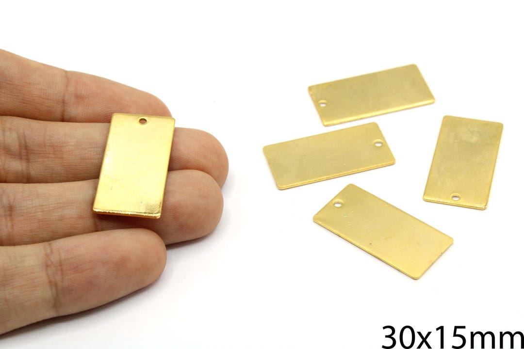 Gold Plated Blank Rectangle Pendant, Stick Bar for Nameplate (15x30mm ...