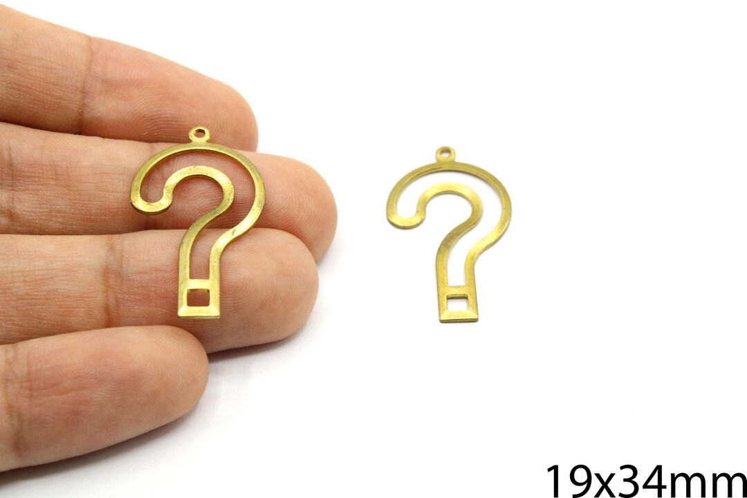 4 Pcs Brass Question Mark Frame Charm, Mystery Symbol Earring Pendant ...