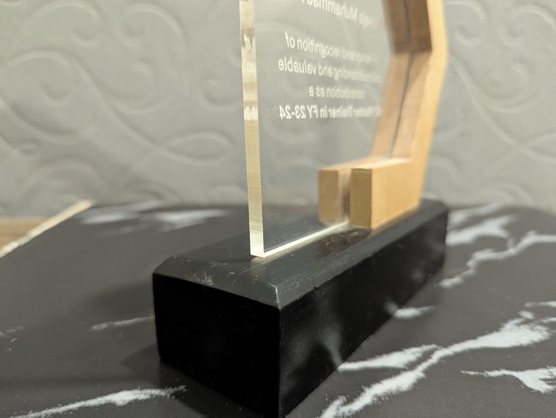 Custom Wooden & Acrylic Award Shield Trophy – Elegant Recognition Gift ...