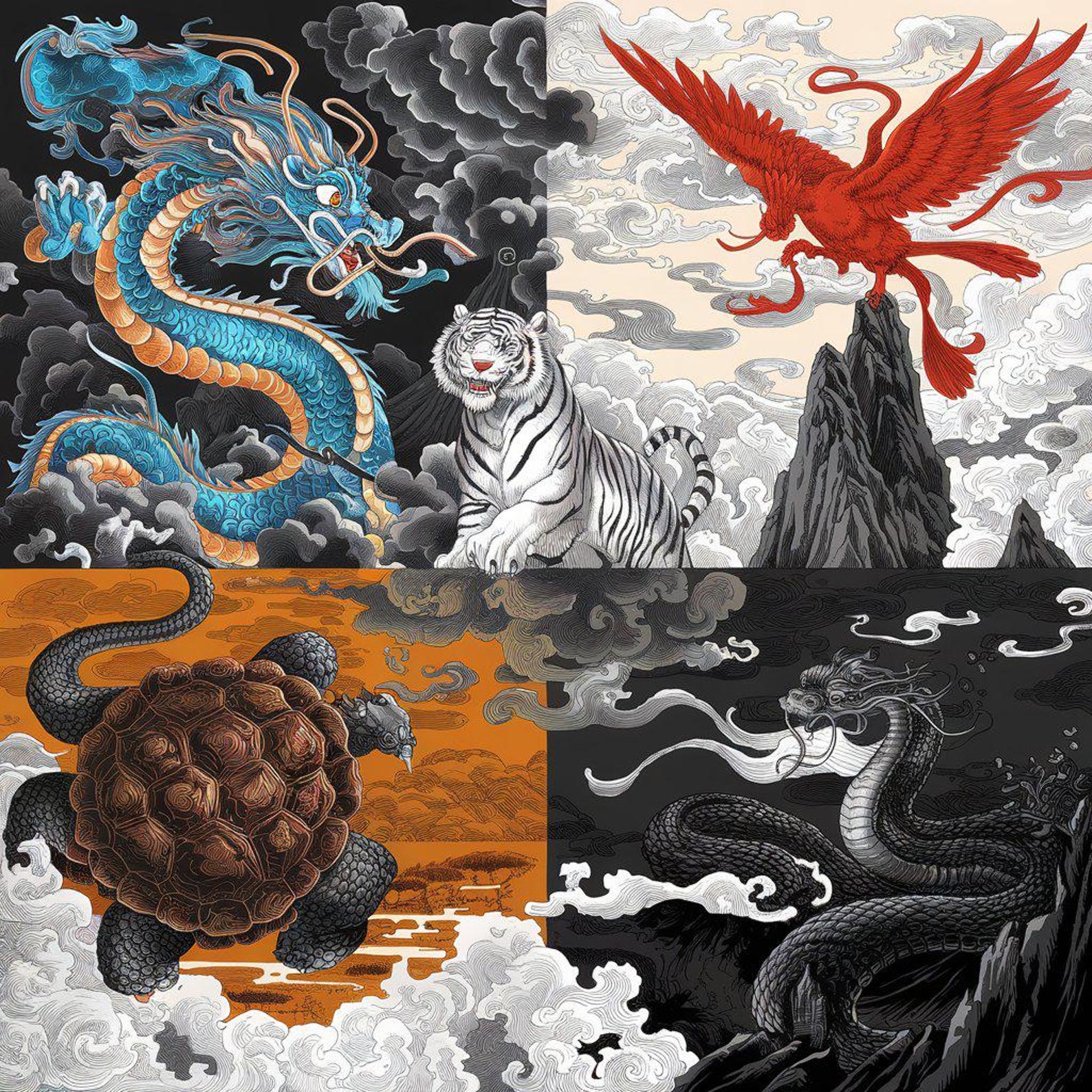The Four Mythical Beasts(four Symbols - 四象) - Etsy