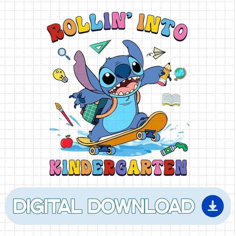 Stitch Back to School PNG, Stitch Rollin Into Pre-k Preschool Png ...