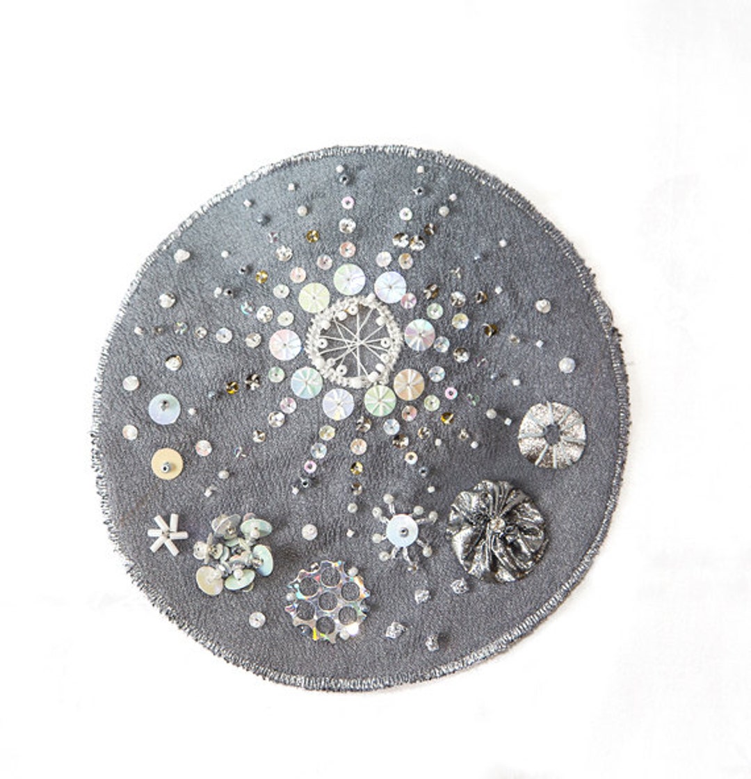 A Dusky Grey and Silver Embroidered Headpiece,wearable Art, Textiles ...