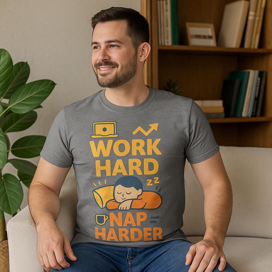 Funny Work Hard Nap Harder Shirt, WFH Life Humor Tee, Office Gift for ...