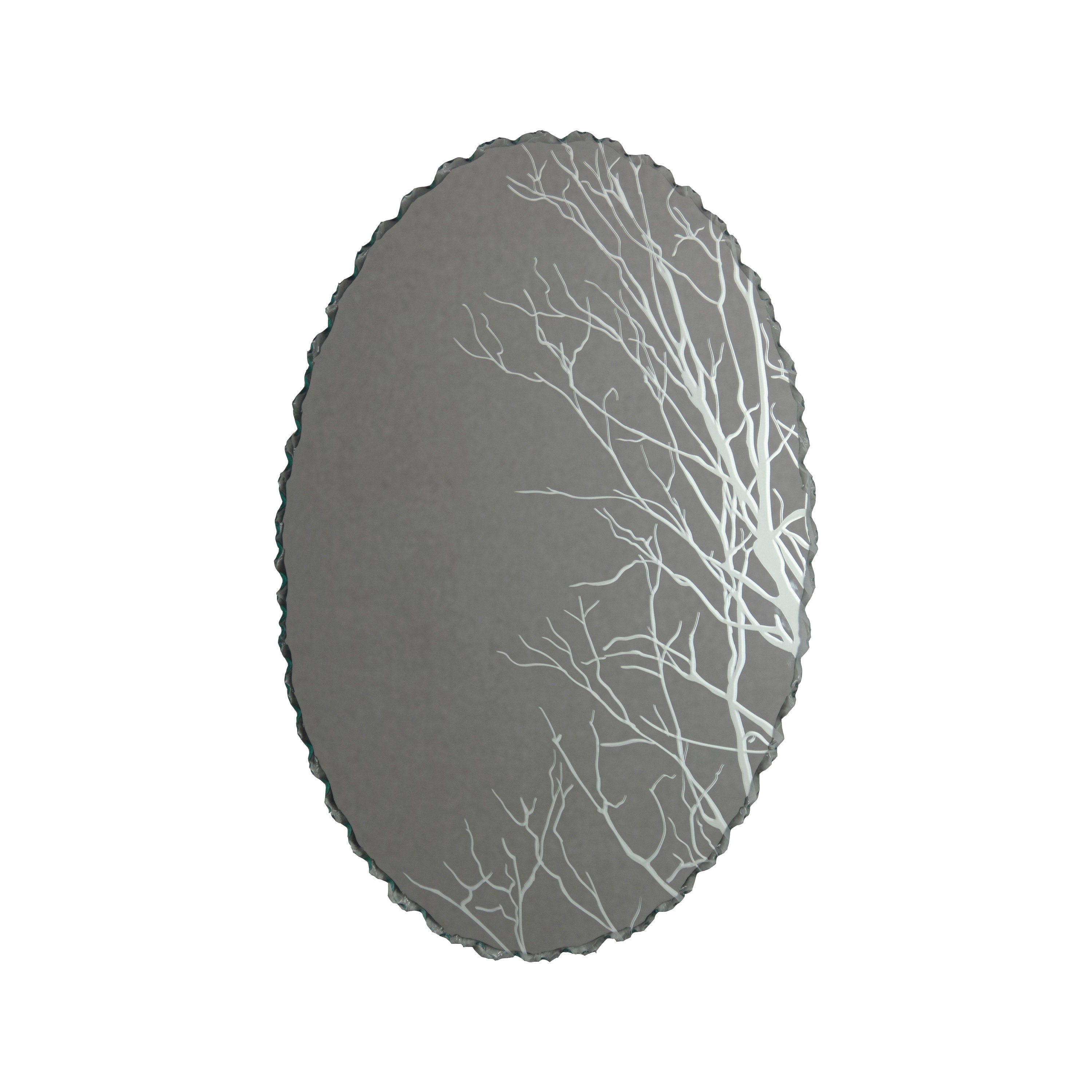 Back Chipped Frameless Mirror Etched Tree Design - Etsy