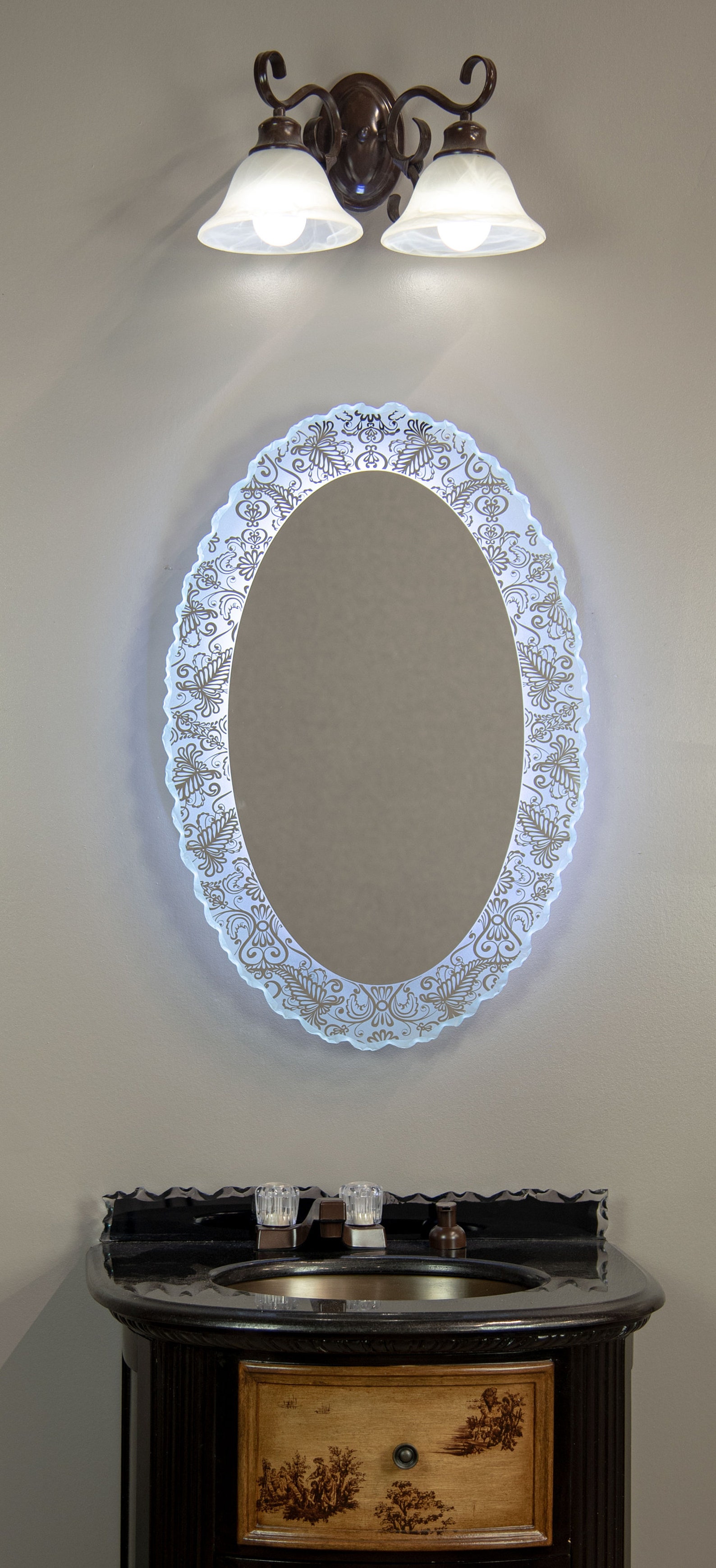 Backlit Etched Lace Design Frameless Mirror - Etsy