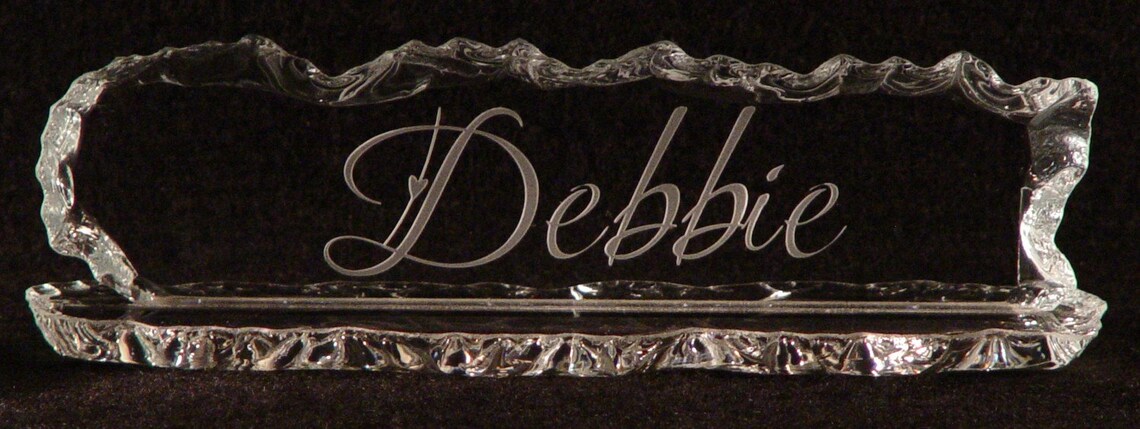 Glass Name Plate With Matching Glass Base - Etsy