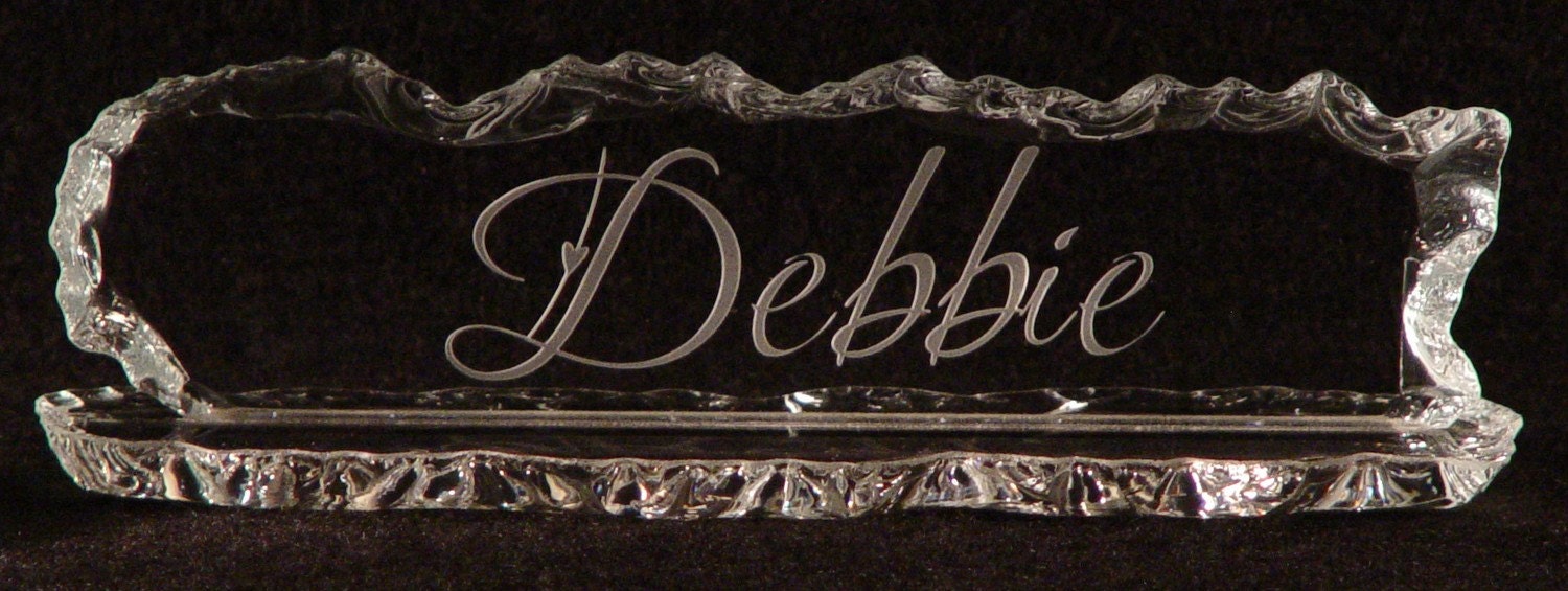 Glass Name Plate With Matching Glass Base - Etsy