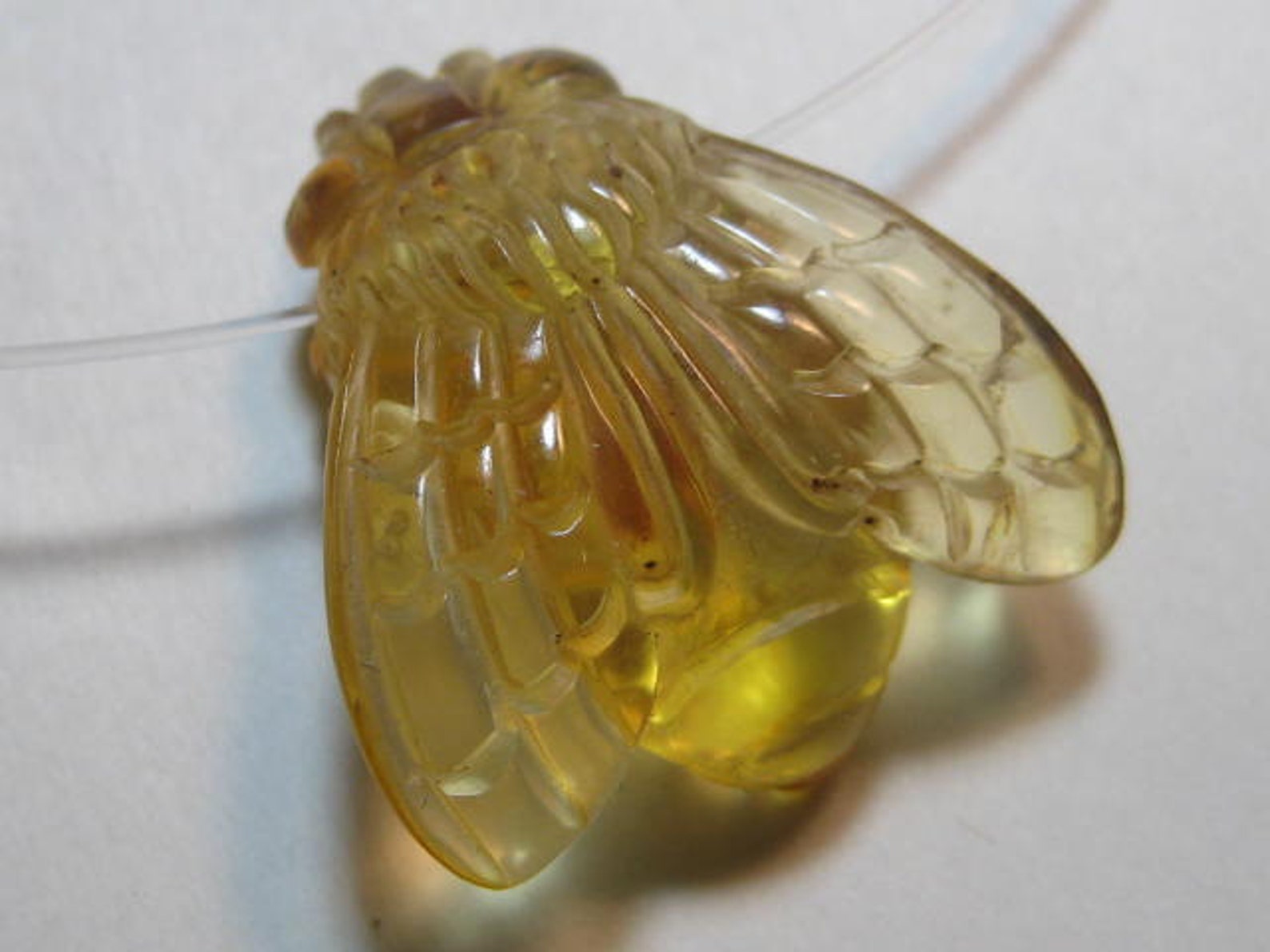 Carved Amber Bee Bead ....... Real ... Natural Amber .....drilled Bead ...
