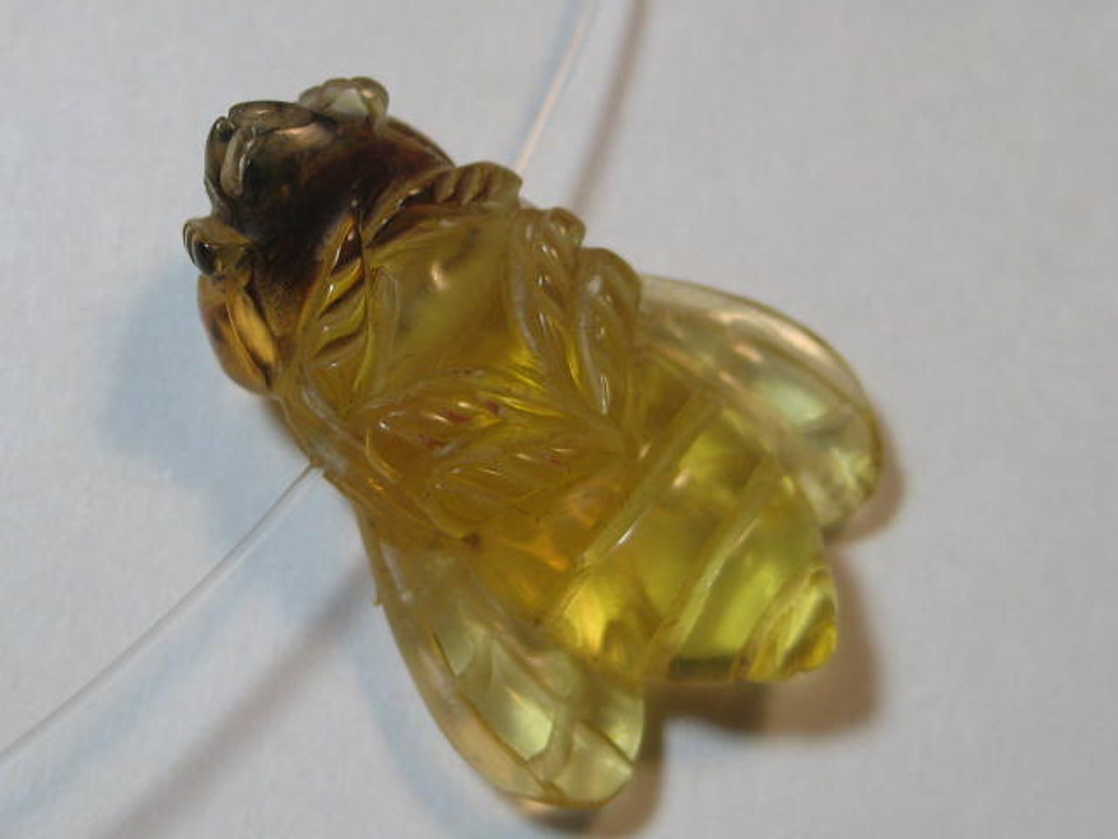 Carved Amber Bee Bead ....... Real ... Natural Amber ... 25 X 18 X 7 Mm ...