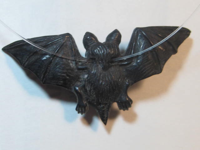 Carved Jet Bat Bead ................... Fully Carved .... 56 X 27 X 10 ...
