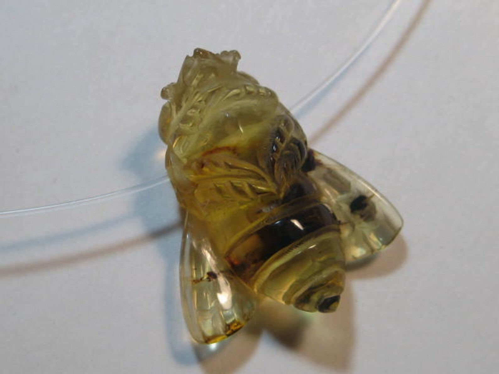Carved Amber Bee Bead ....... Real ... Natural Amber ... 23 X 20 X 10 ...