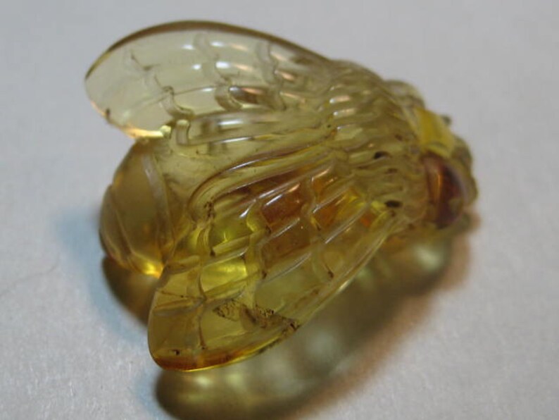 Carved Amber Bee Bead ....... Real ... Natural Amber .....drilled Bead ...