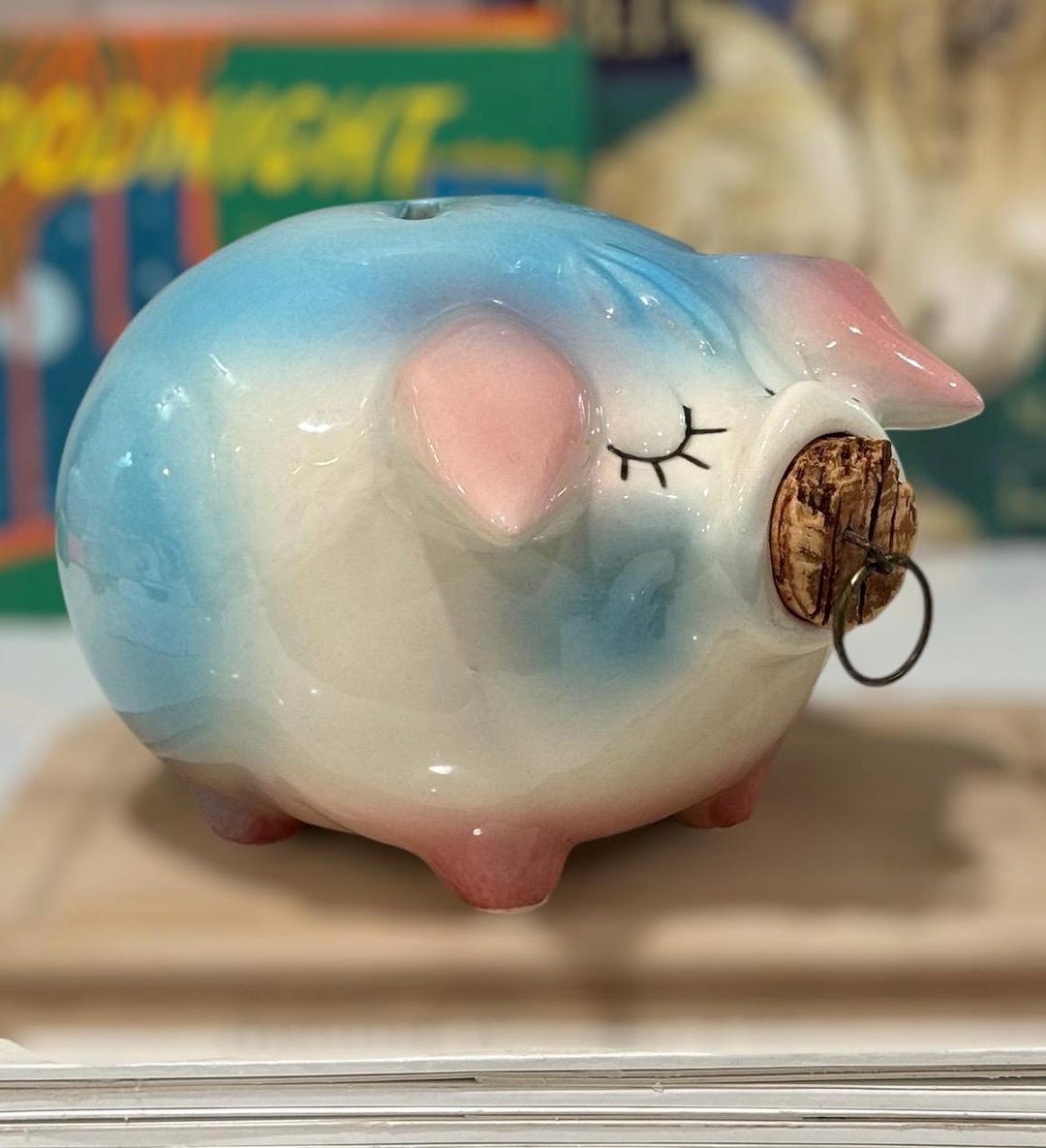 Vintage Ceramic Piggy Bank "corky Pig" by Hull Pottery Pastel Blue ...
