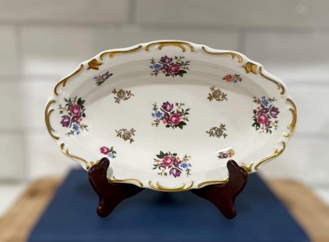 Vintage Reichenbach Porcelain Bowl: Floral Gold Trim Scalloped Dish - Etsy