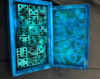 Galaxy Domino Set, Double Six Dominoes, Resin Dominoes, Glow in the ...