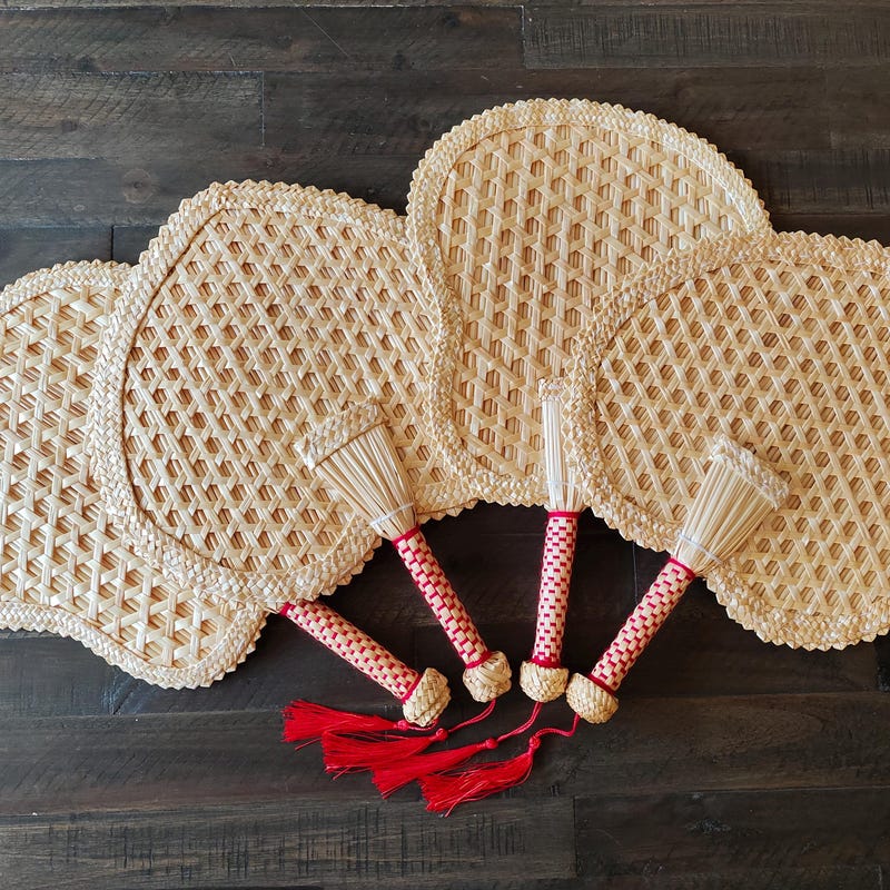 Straw Handheld Fans - Etsy