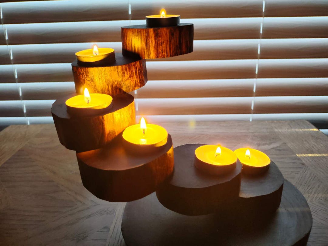 Spiral Tiered Teakwood Candle Holder, Multilayer (6 Layers ...