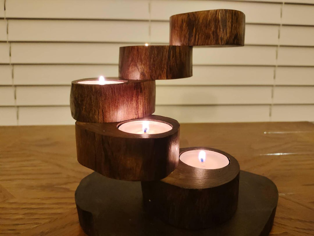 Spiral Tiered Teakwood Candle Holder, Multilayer (5 Layers ...