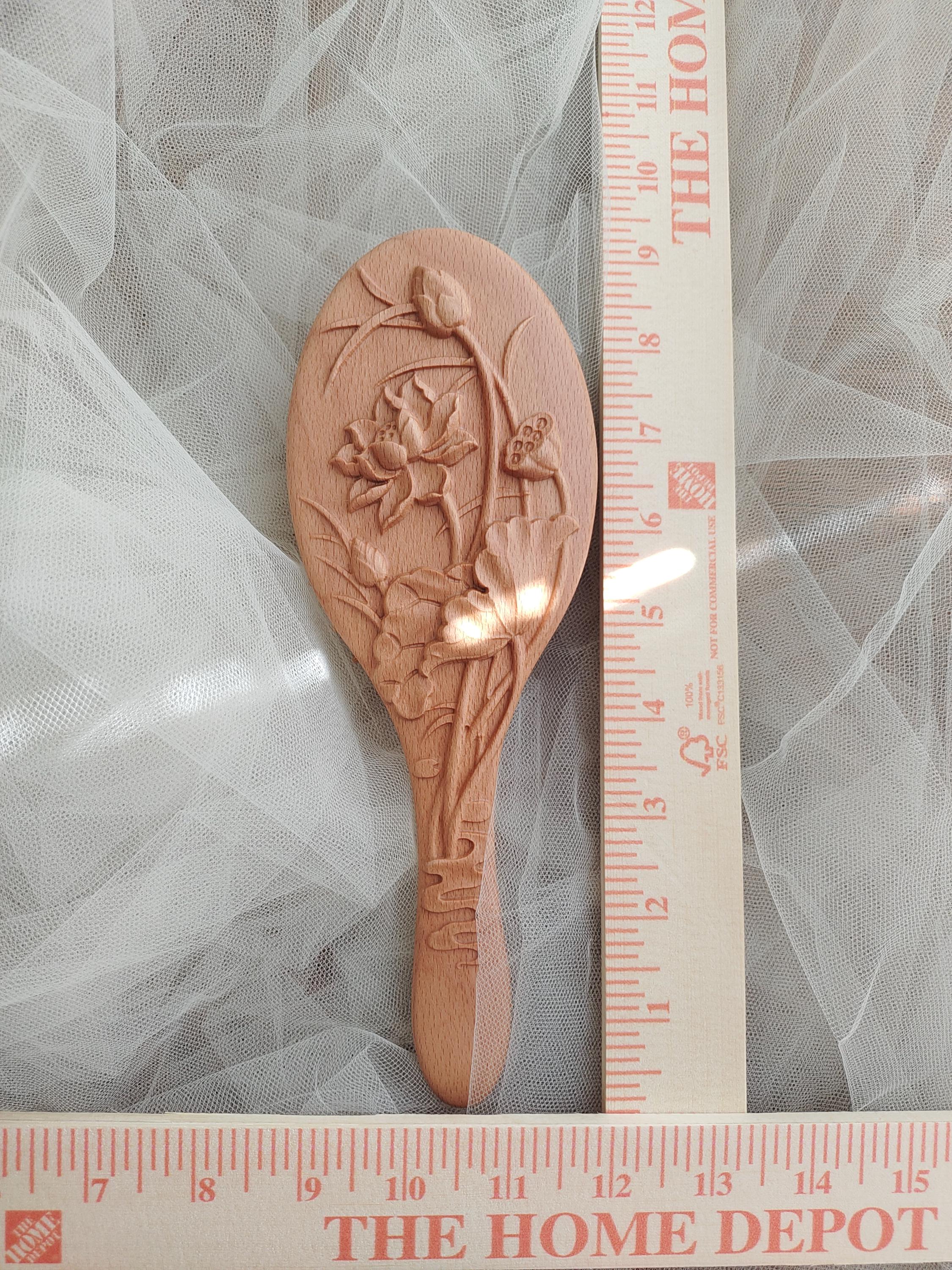 Handcrafted Beechwood Hair Brush Bamboo Bristles & Air Cushion Lotus ...