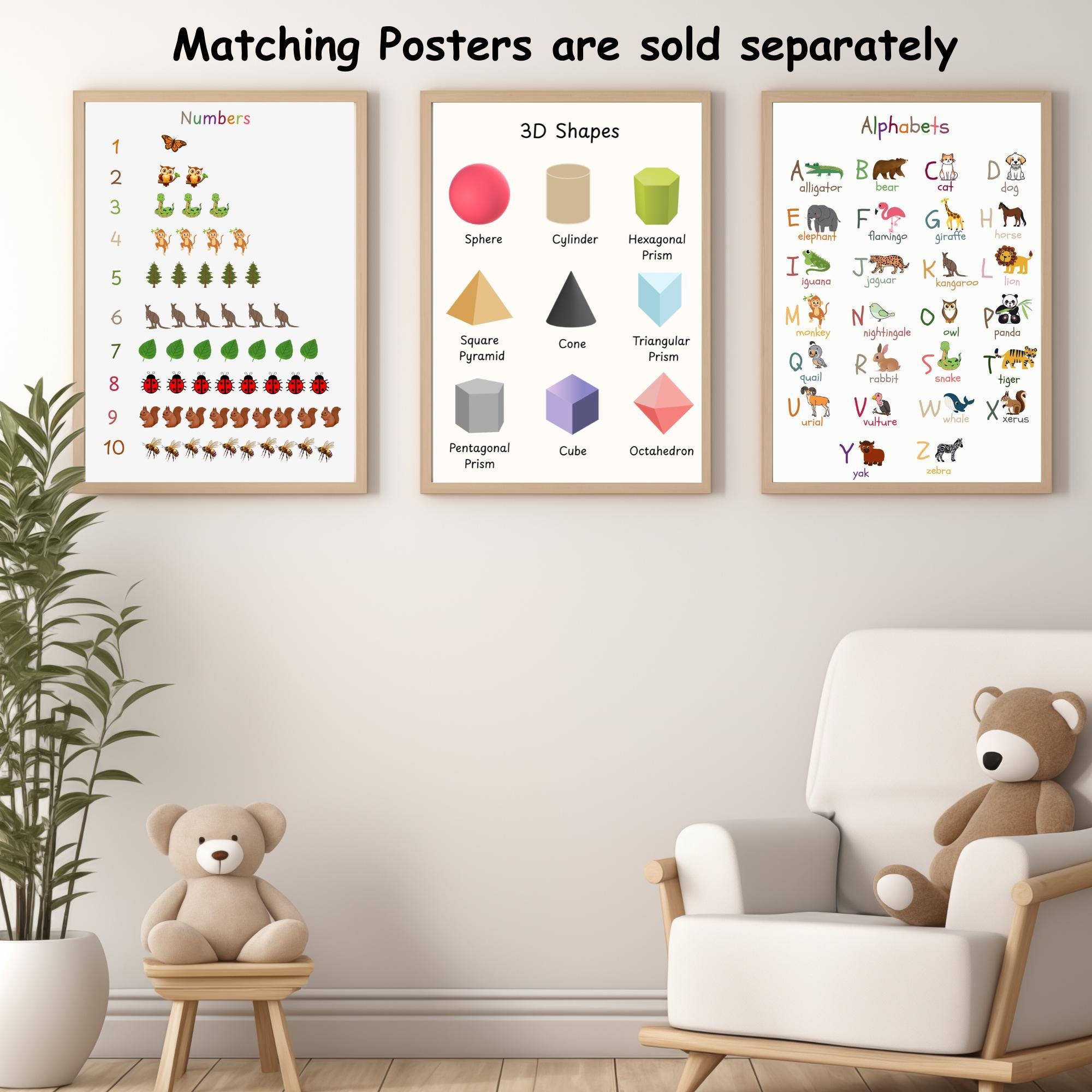 3D Shapes Poster: Montessori Classroom Decor, Homeschool Wall Art ...